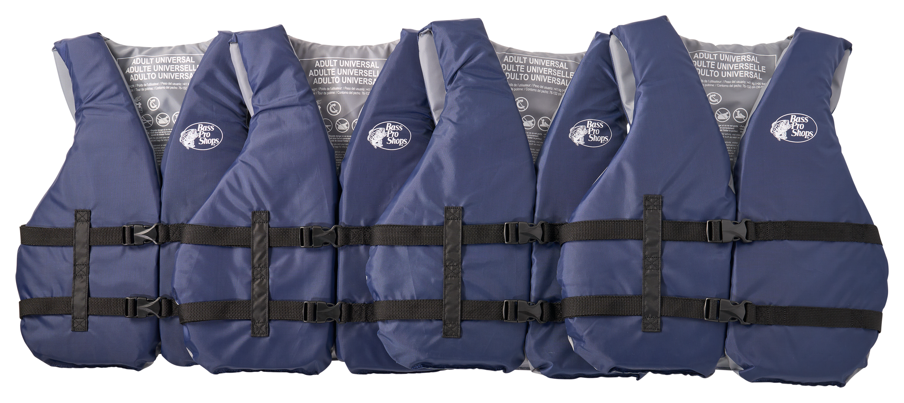 Bass Pro Shops Universal Life Jacket 4-Pack - Navy/Silver | Cabela's
